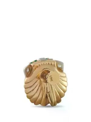 LB EXCLUSIVE 14k Yellow Pearl And Emerald Shell Earrings
