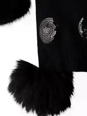 Joseph Ribkoff Sequin-embellished Pompom-trim Scarf