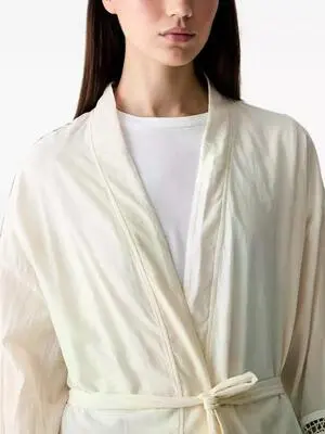 VICOLO Crochet-trim Belted Kimono Coat