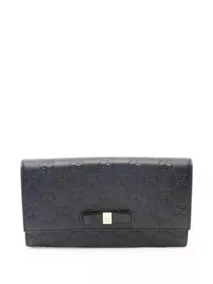 Gucci 2000s Guccissima Bow Continental Wallet - Black