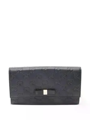 Gucci 2000s Guccissima Bow Continental Wallet - Black
