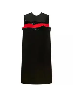 Marni Sleeveless Satin Dress With Crimson Flow Patches