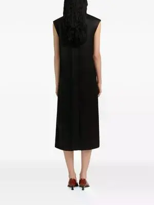 Marni Sleeveless Satin Dress With Crimson Flow Patches