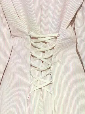 Alexander McQueen Striped Lace-up Shirt Midi Dress