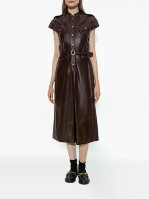 Alexander McQueen Leather Midi Dress