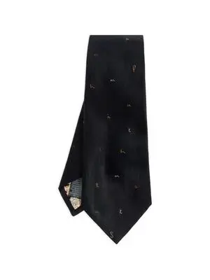 Paul Smith Letter-embroidered Silk Tie - Black