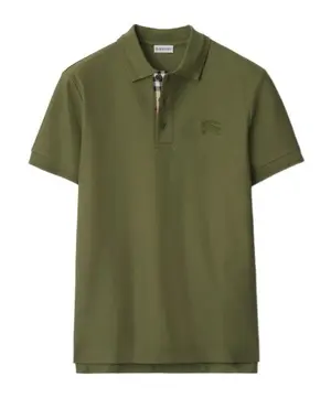Burberry Ekd Embroidered Short Sleeved Polo Shirt - Olive Green