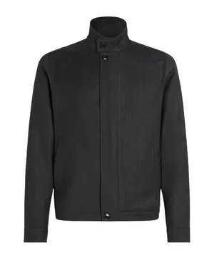 Zegna High-neck Wool Jacket - Dark Hemp Gray