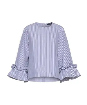 Max Mara Poplin Blouse With Ruffles And Flounces - Light Blue