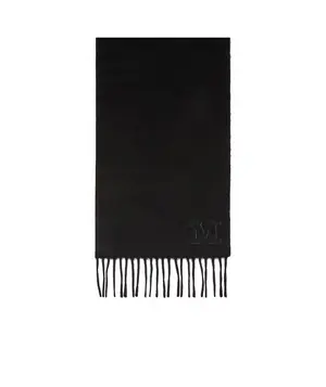Max Mara Monogram-embroidered Camel Stole - Black