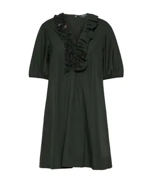 Max Mara Cotton Poplin Dress With Ruffles And Jewel Embroidery - Green