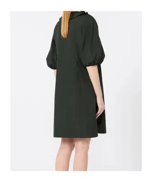 Max Mara Cotton Poplin Dress With Ruffles And Jewel Embroidery