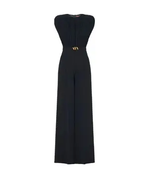 Max Mara Georgette And Cady Jumpsuit Midnightblue - Midnight Blue