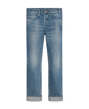 Celine Boyfriend Jeans In Union Wash Denim - Blue