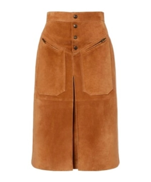 Chloé Suede Midi Skirt - Brown
