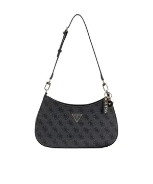 Guess Noelle 4g Curved Shoulder Bag - Black And Multicoloured