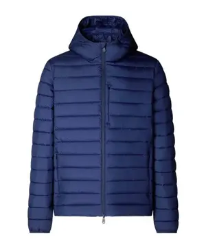 SAVE THE DUCK Logo Hooded Puffer Jacket - Blue
