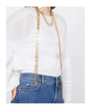 Max Mara Scarf Necklace With Coin Detail Gold