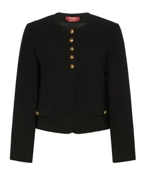 Max Mara Collarless Button-up Jacket - Black