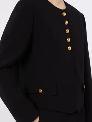 Max Mara Collarless Button-up Jacket - Black