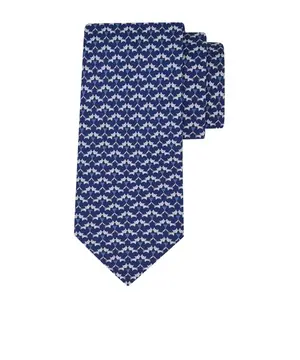FERRAGAMO Tales Print Silk Neck Tie - Royal Blue