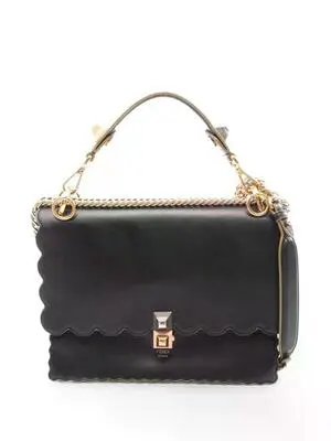 Fendi 2000s Medium Kan I Scalloped Shoulder Bag - Black