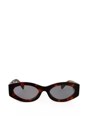 Miu Miu Tortoiseshell-effect Logo Plaque Sunglasses - Brown