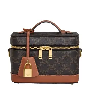 Celine Vanity In Triomphe Canvas And Calfskin - Tan