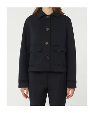 Max Mara Flap-pocket Buttoned Jacket - Navy Blue