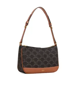 Celine Triomphe Canvas And Calfskin Shoulder Bag