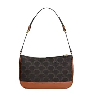 Celine Triomphe Canvas And Calfskin Shoulder Bag