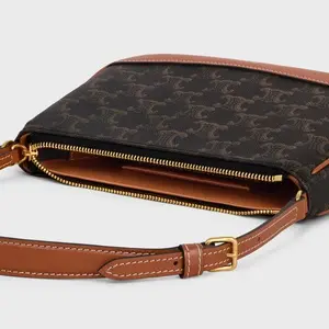 Celine Triomphe Canvas And Calfskin Shoulder Bag