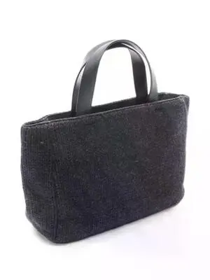 Prada 2000s Triangle Logo Chunky Knit Tote Bag