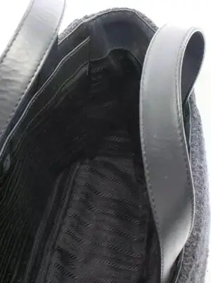 Prada 2000s Triangle Logo Chunky Knit Tote Bag