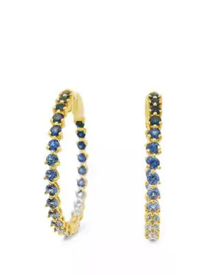LISA NIK 18k Yellow Blue Sapphire Hoop Earrings - Gold