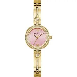 Guess Lovey Crystal Bracelet Watch - Pink