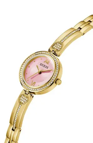 Guess Lovey Crystal Bracelet Watch - Pink