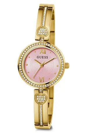 Guess Lovey Crystal Bracelet Watch - Pink