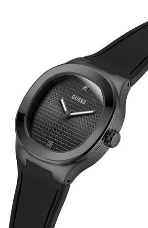 Guess Headline Silicone Strap Watch - Black