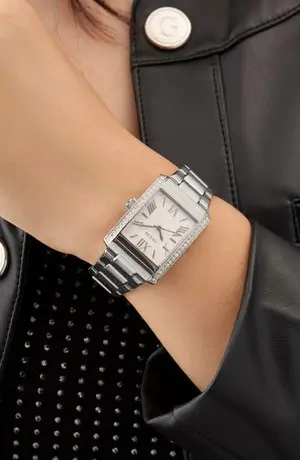 Guess Bonnie Pavé Crystal Bezel Stainless Steel Bracelet Watch