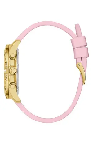 Guess Multifunction Crystal Silicone Strap Watch