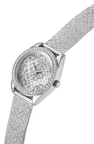 Guess Boa Crystal Bezel Tone Mesh Strap Watch