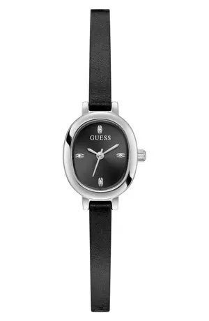 Guess Oblong Crystal Marker Watch - Black