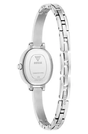 Guess Oblong Crystal Marker Watch - Silver Tone