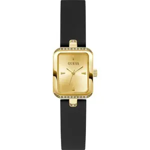Guess Isla Tank Silicone Strap Watch - Black