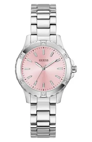 Guess Crystal Bezel Bracelet Watch - Pink