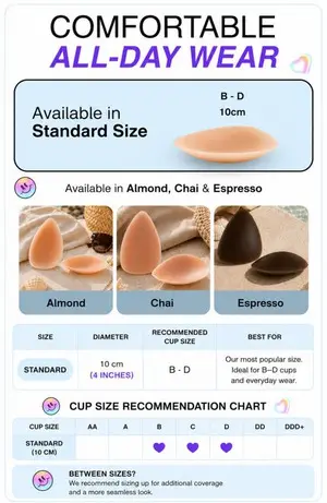 LECHERY® Skingrip Triangle Reusable Silicone Breast Petals Nipple Covers - Almond