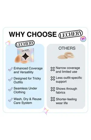 LECHERY® Skingrip Triangle Reusable Silicone Breast Petals Nipple Covers - Almond