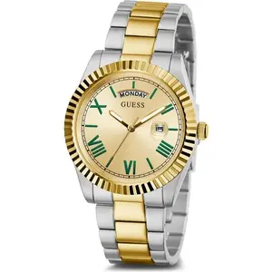 Guess Connoisseur Day/date Two-tone Bracelet Watch - Gold