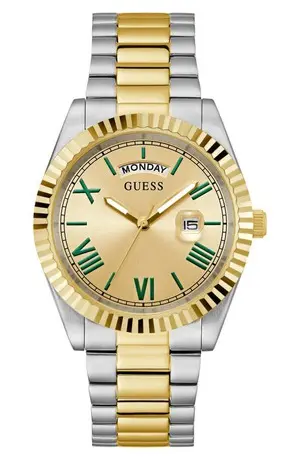 Guess Connoisseur Day/date Two-tone Bracelet Watch